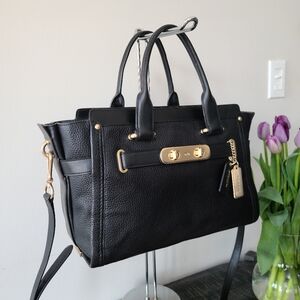 Coach | Bags | Coach Swagger 27 Carryall Black Nubuck Leather 3448 ...
